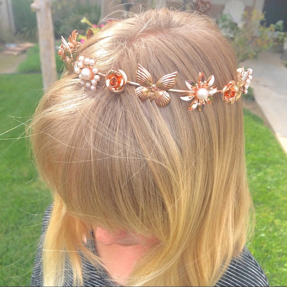Accessories | Rose Gold Metal Flower Crown | Poshmark